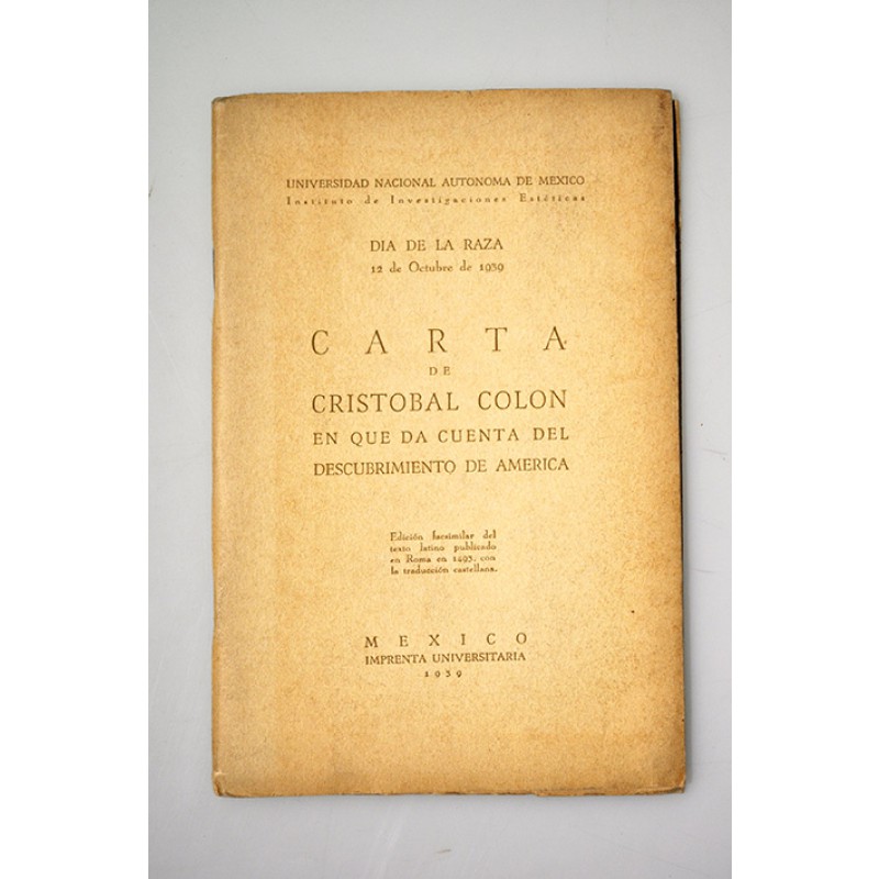 Carta de Cristóbal Colón en que da cuenta del descubrimiento de América